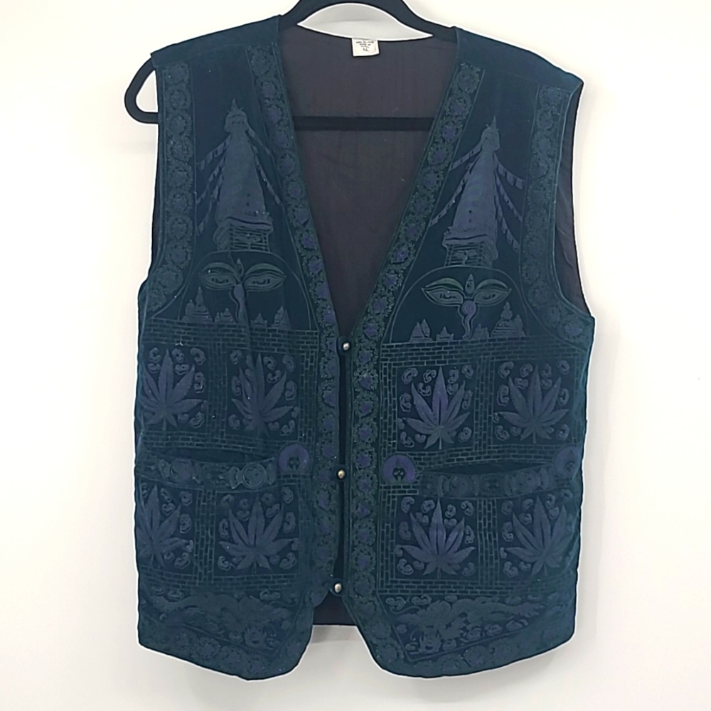 Unique Vintage Velvet Vest Made In Nepal With Buddha … - Gem